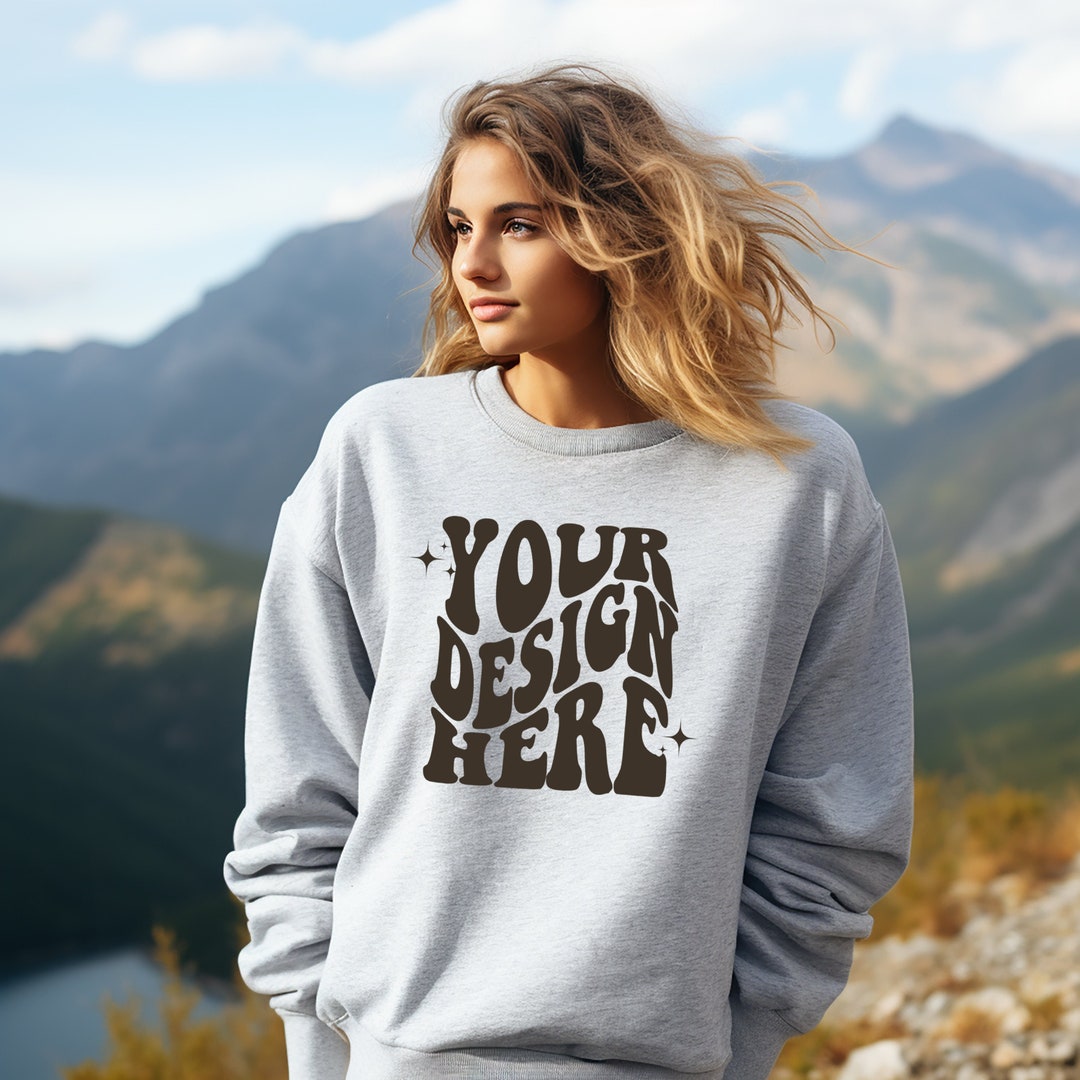 Gildan Ash 18000 Mockup | Gildan Ash Grey Sweater Mock up | Oversized ...
