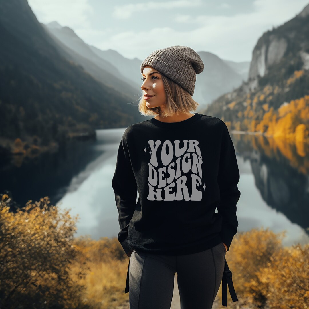 Gildan Black 18000 Mockup Gildan Black Sweater Mock up Oversized ...