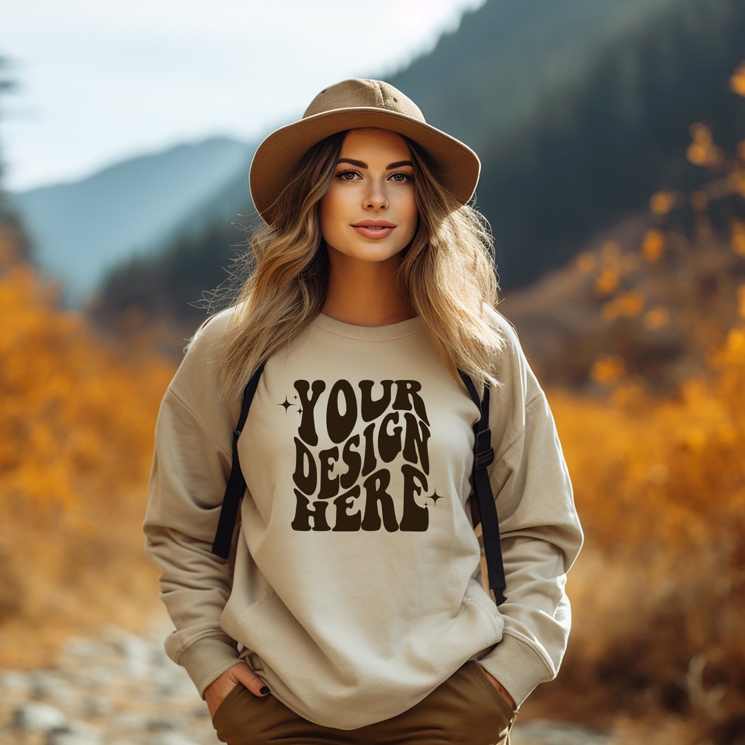 Gildan Sand 18000 Mockup | Gildan Sand Sweater Mock up | Oversized ...