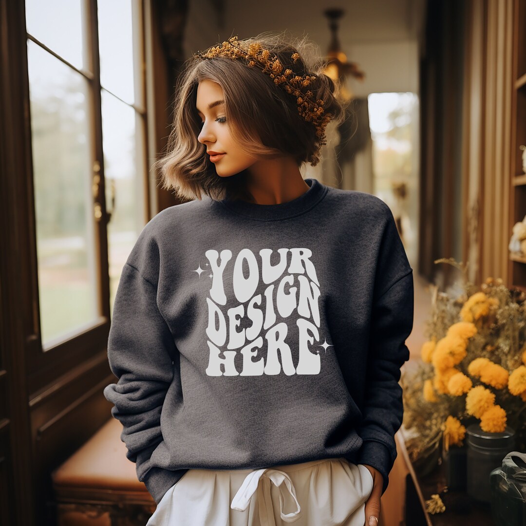 Gildan Dark Heather 18000 Mockup G180 Gray Gildan Sweater - Etsy