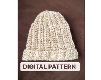 Crochet Pattern: Beginner Friendly, Ribbed Beanie, PDF, Crochet Hat, - Etsy