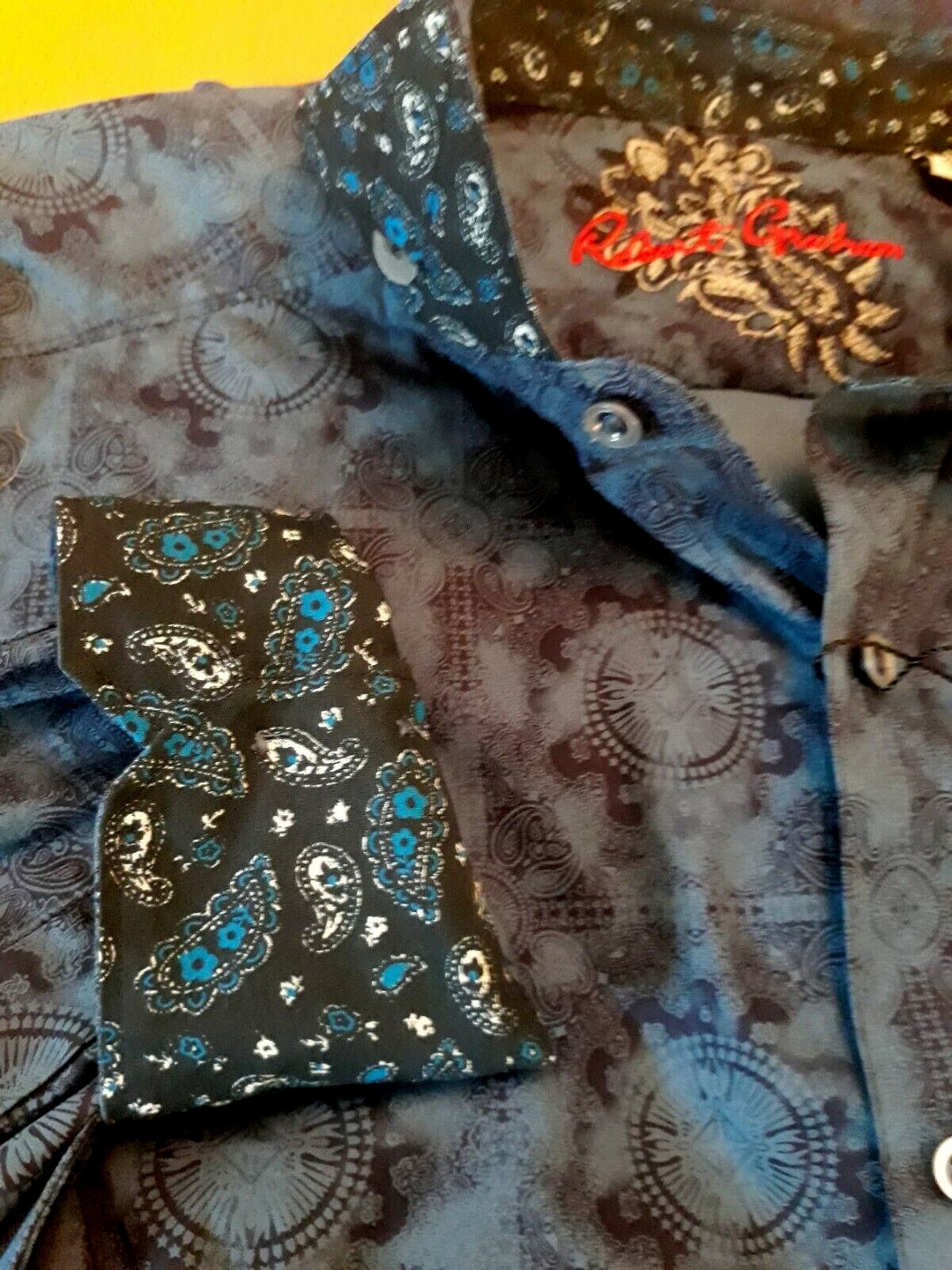 ROBERT GRAHAM Blue Geometric Pattern Long Sleeve Size L Brand New W ...