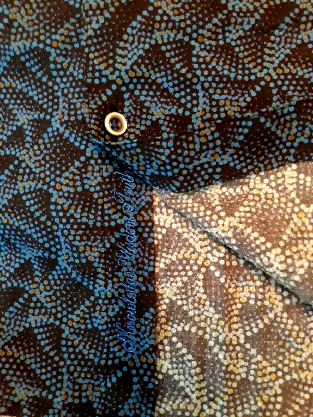 ROBERT GRAHAM Blue Black Geom Pattern Long Sleeve Shirt Size XL Brand ...