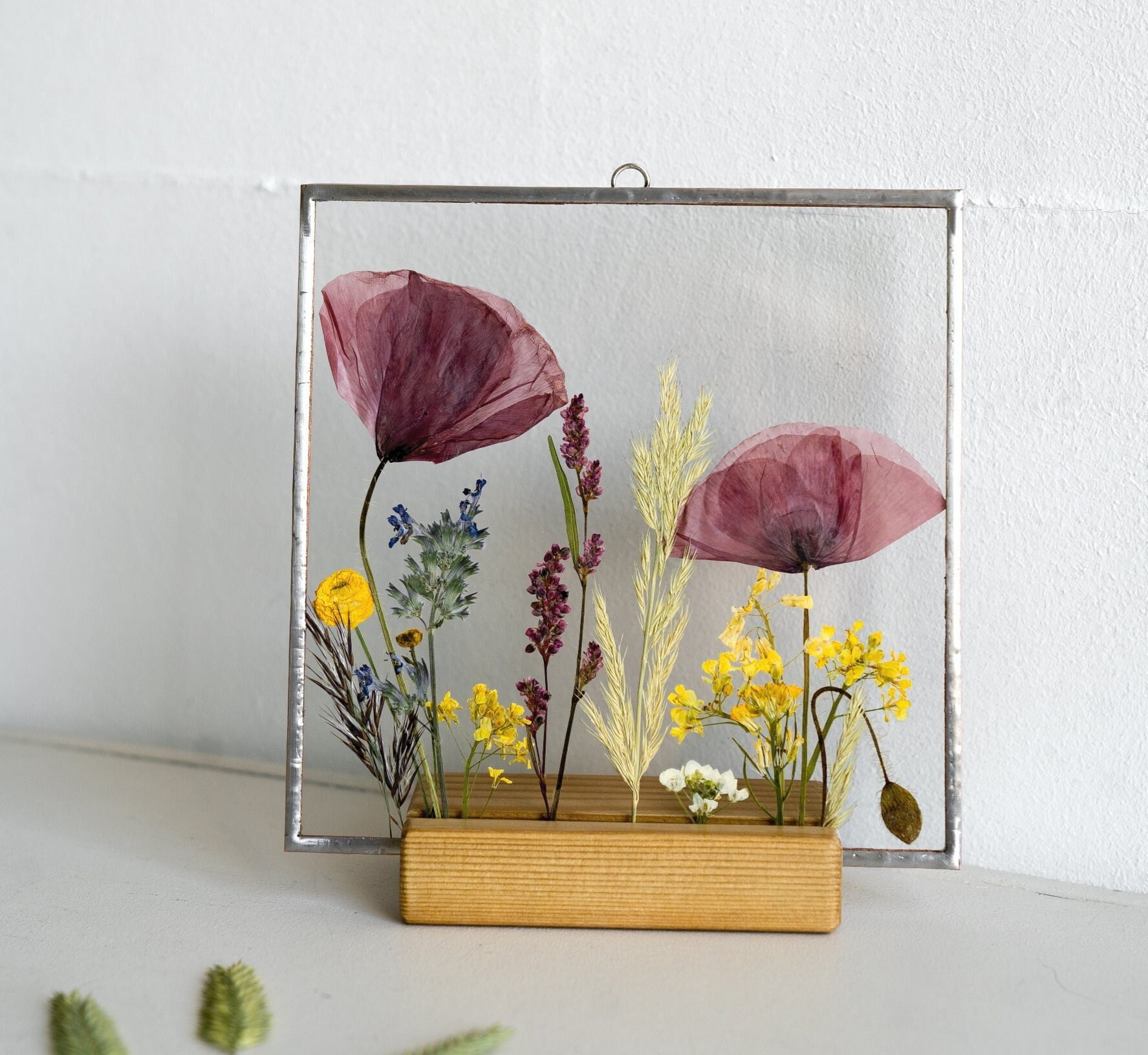 Red Poppies Real Pressed Flower Frame Poppy Meadow Square - Etsy