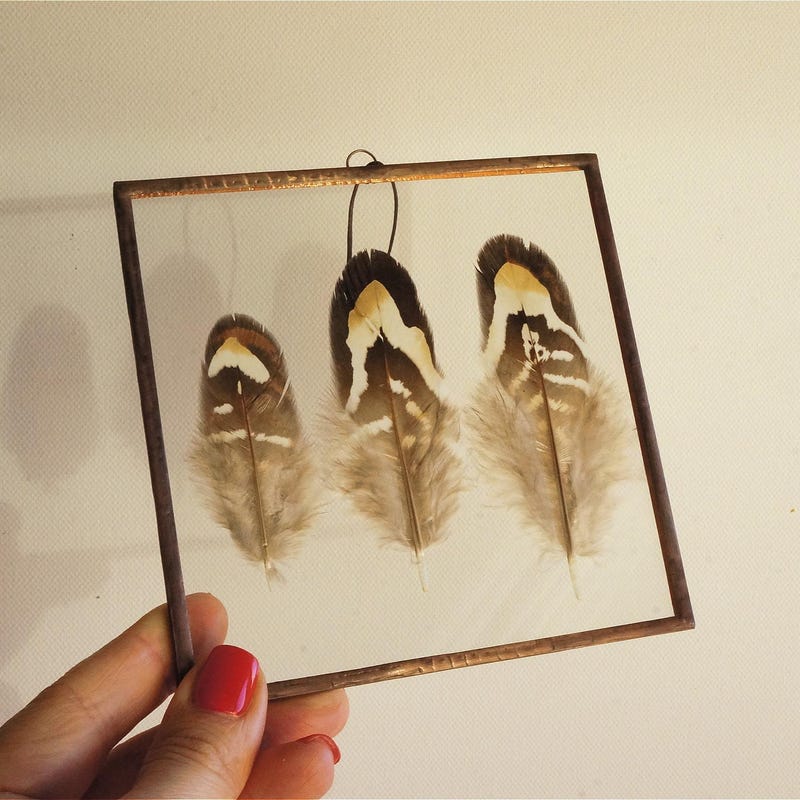 Real Feather Glass Frame - Etsy
