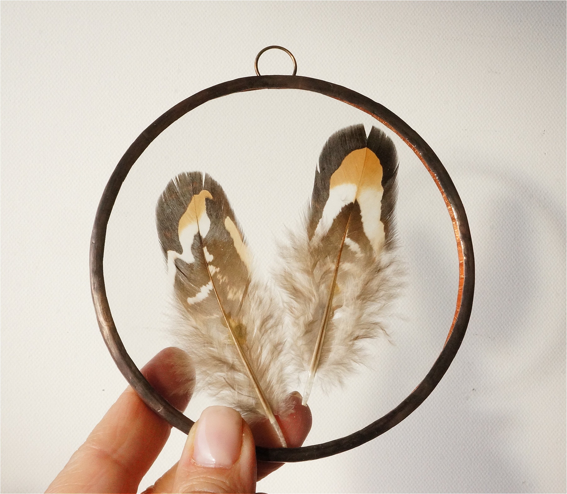 Real Feather Home Decor Bird Feather Round Glass Frame - Etsy