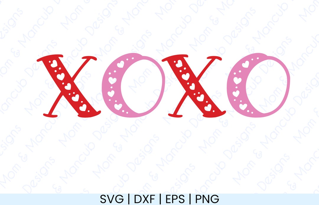 XOXO Doodle Letters With Hearts SVG Digital Download for Crafters ...