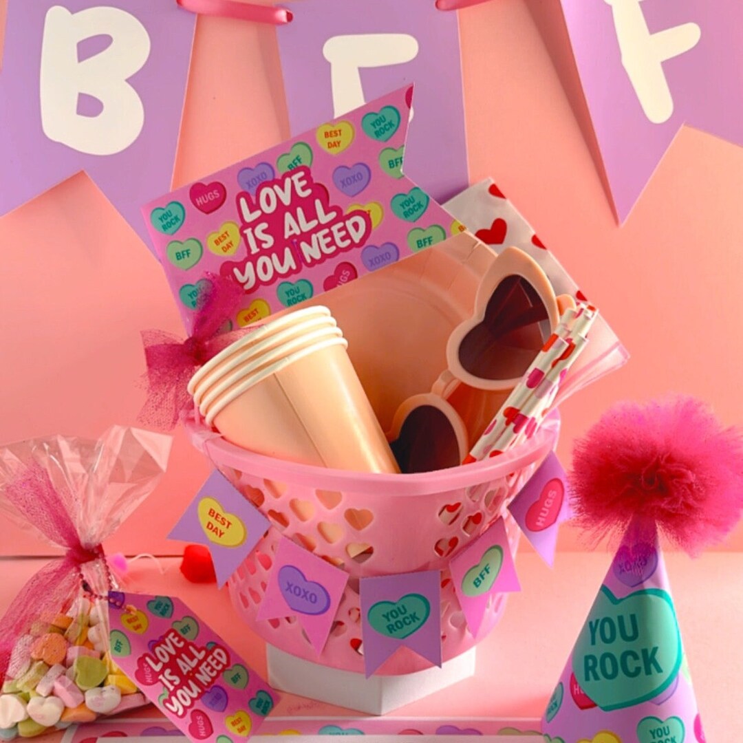 Valentine's Day Party Pack, Printable Conversation Hearts Valentines ...