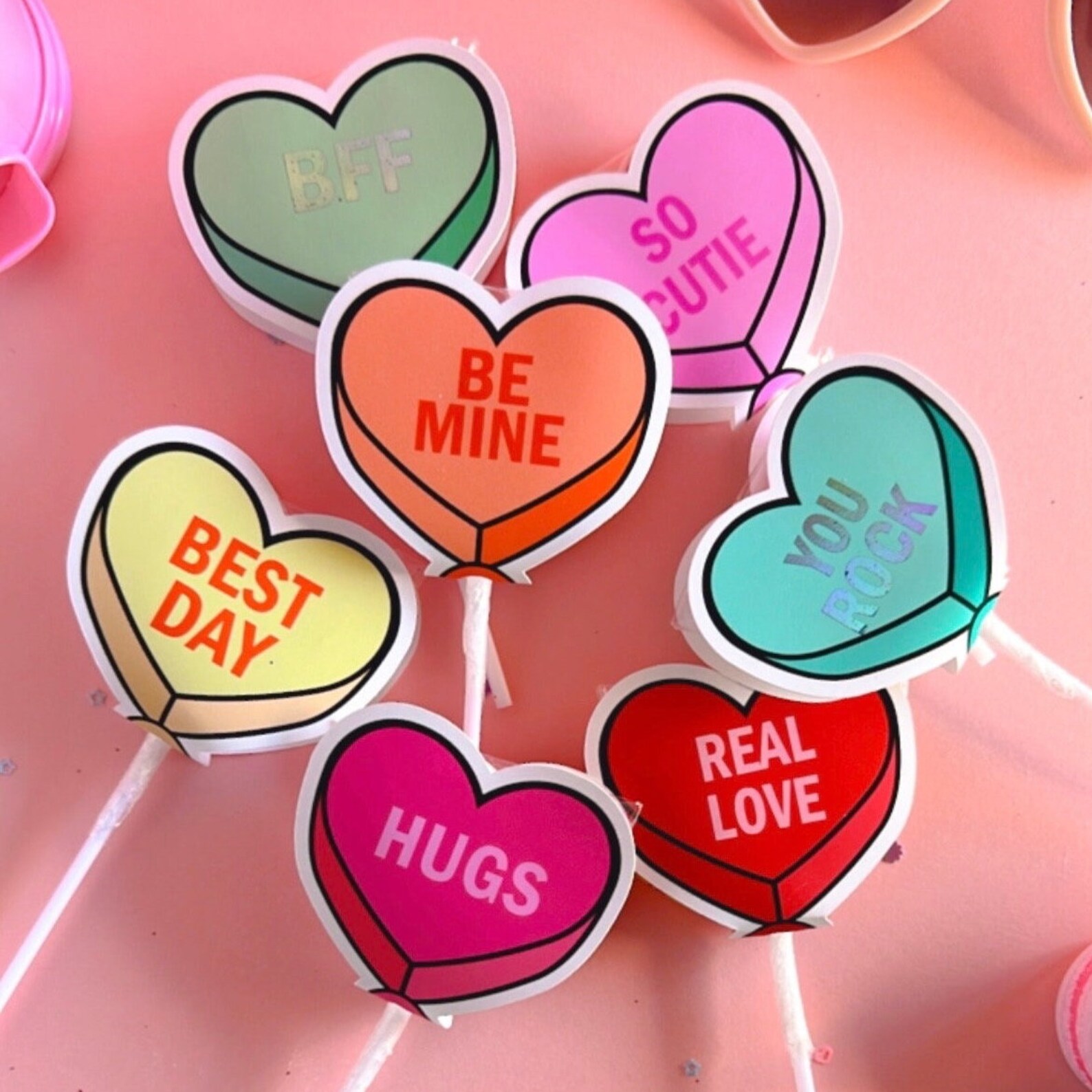 Valentine's Day Lollipop Tags: Sweetheart Candy Hearts (printable ...