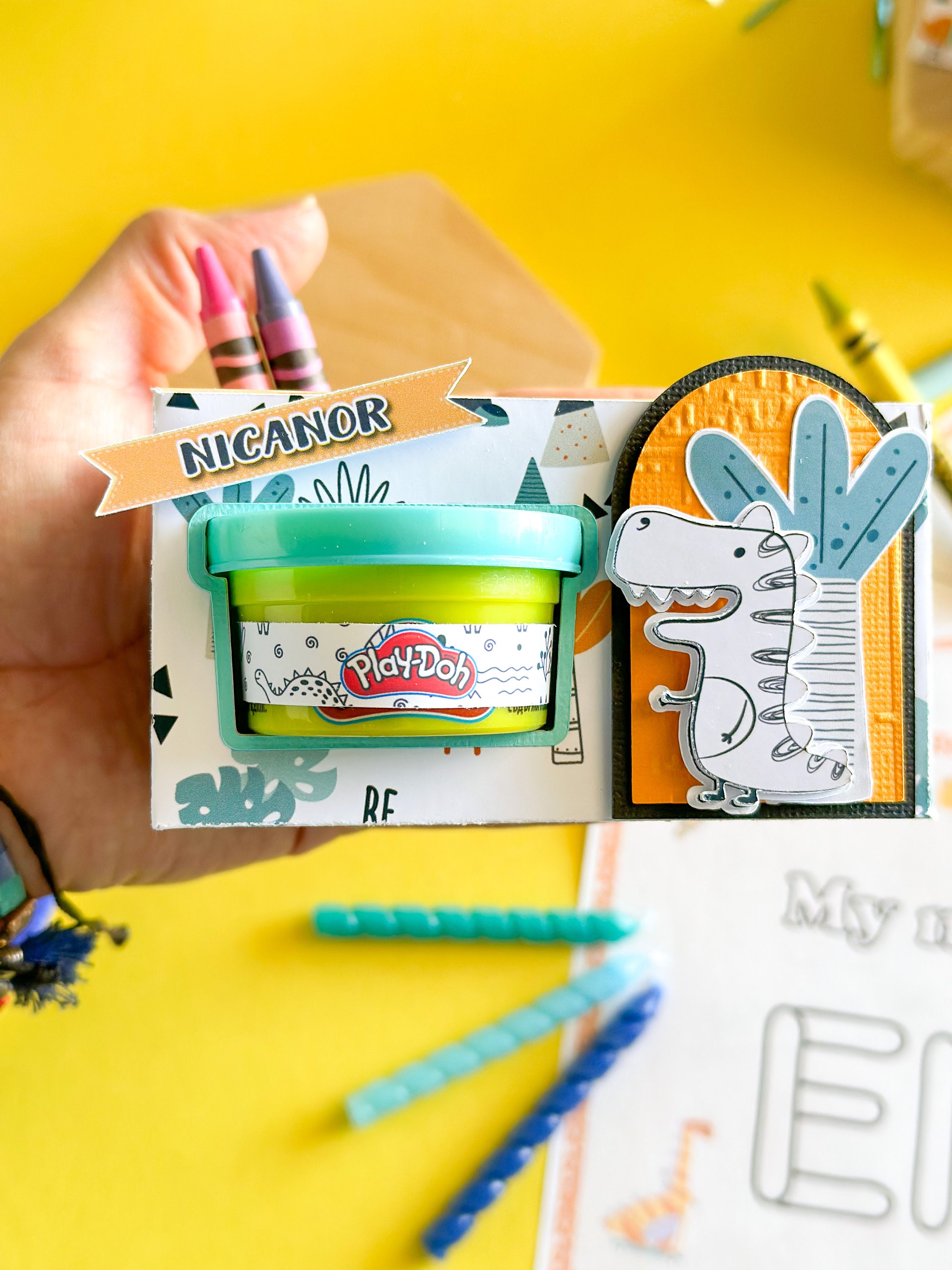 Personalized Dinosaur Party Favor Box: Play-doh & Activity Sheets - Etsy