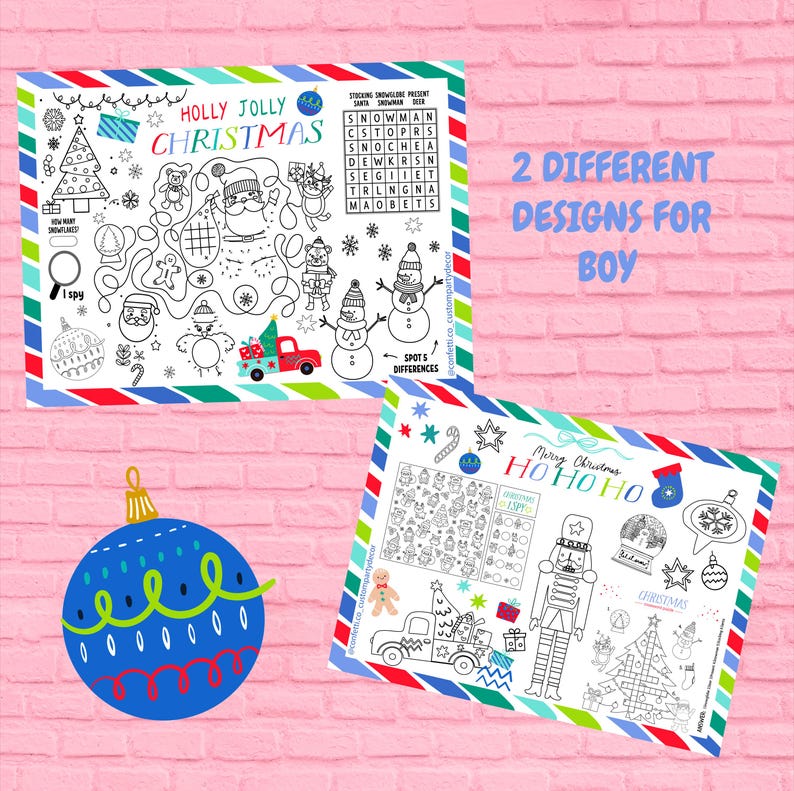 Christmas Coloring Placemat: Printable Holiday Activity Sheet (digital ...