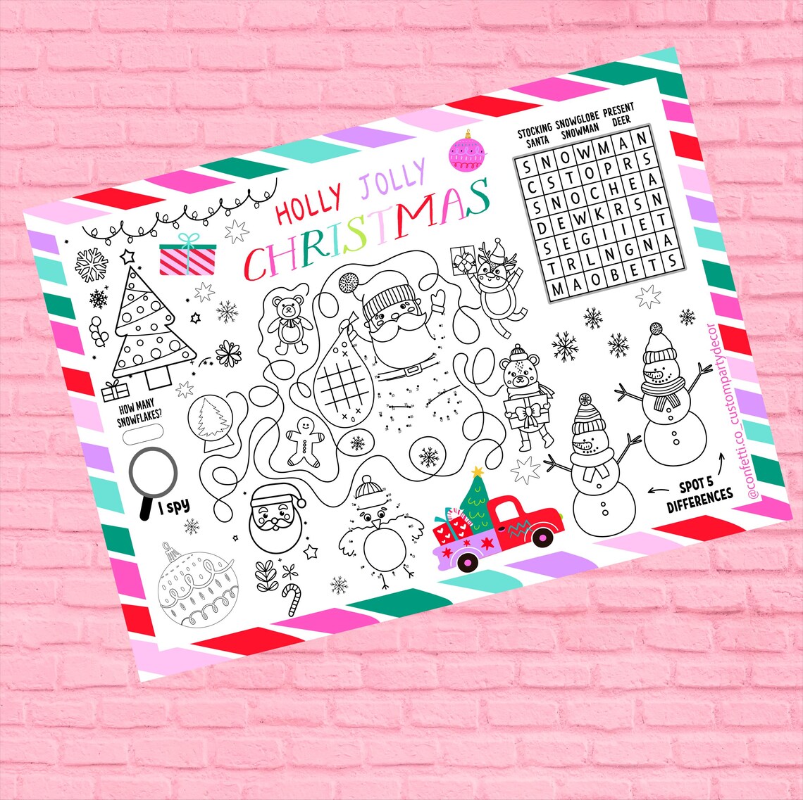 Christmas Coloring Placemat: Printable Holiday Activity Sheet (digital ...
