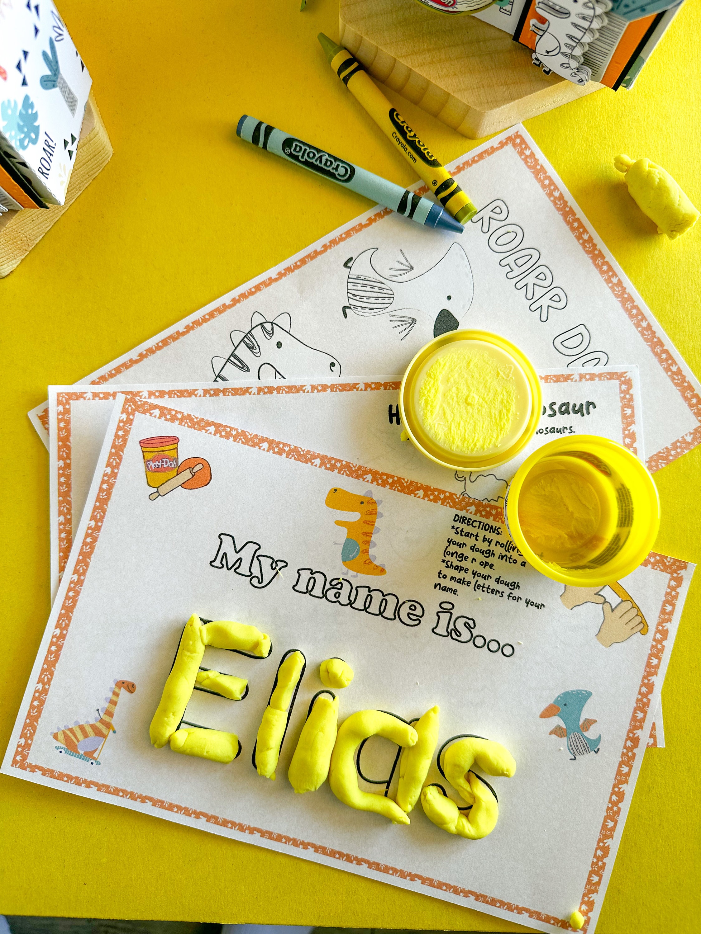 Personalized Dinosaur Party Favor Box: Play-doh & Activity Sheets - Etsy