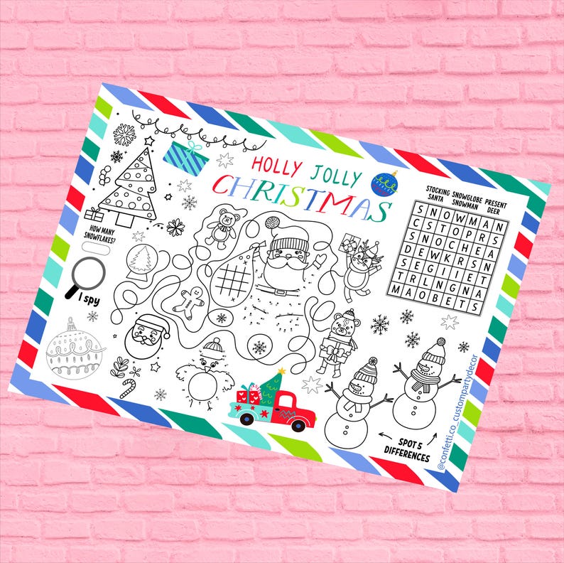 Christmas Coloring Placemat: Printable Holiday Activity Sheet (digital ...