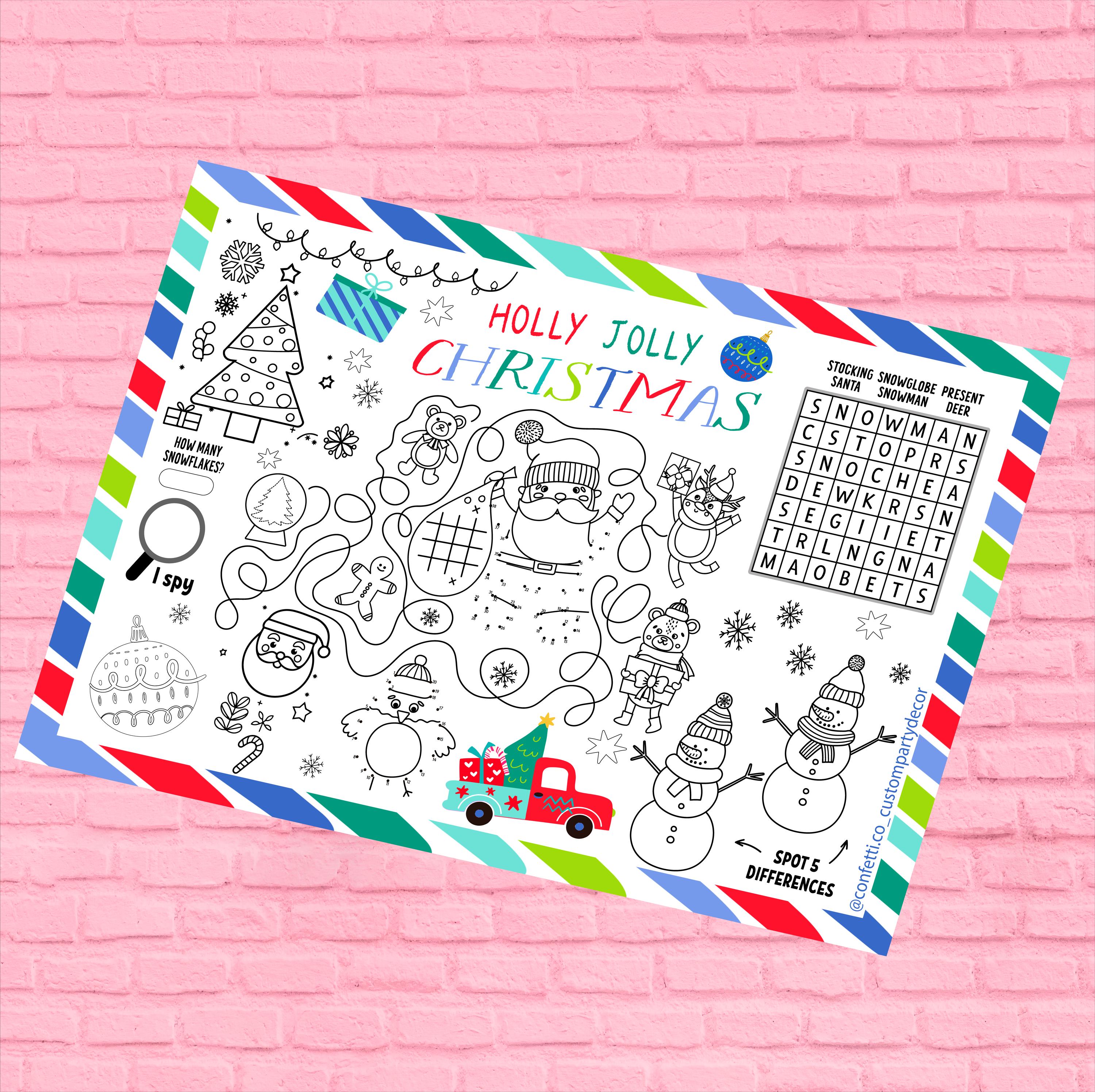 Christmas Coloring Placemat: Printable Holiday Activity Sheet (digital ...