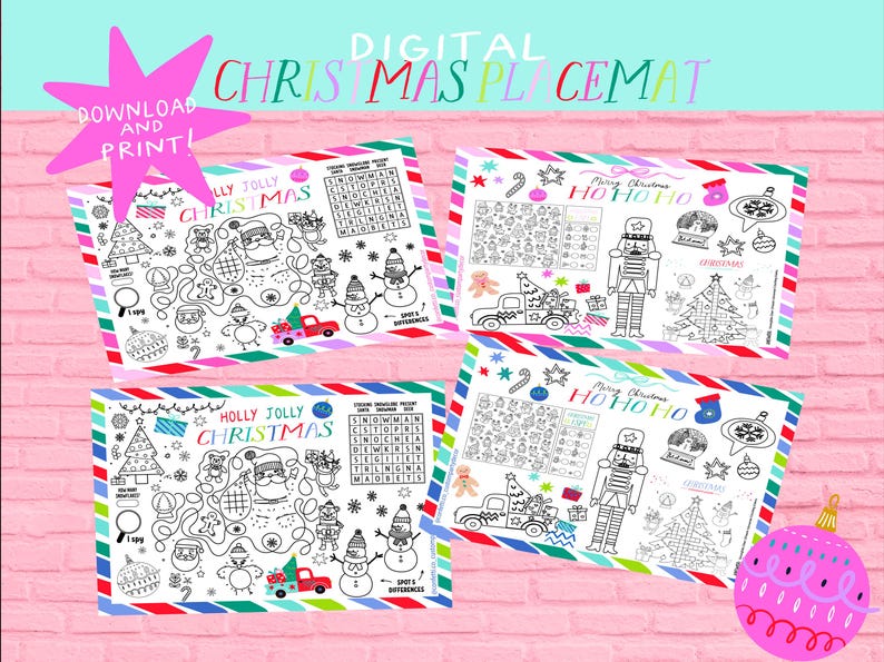 Christmas Coloring Placemat: Printable Holiday Activity Sheet (digital ...