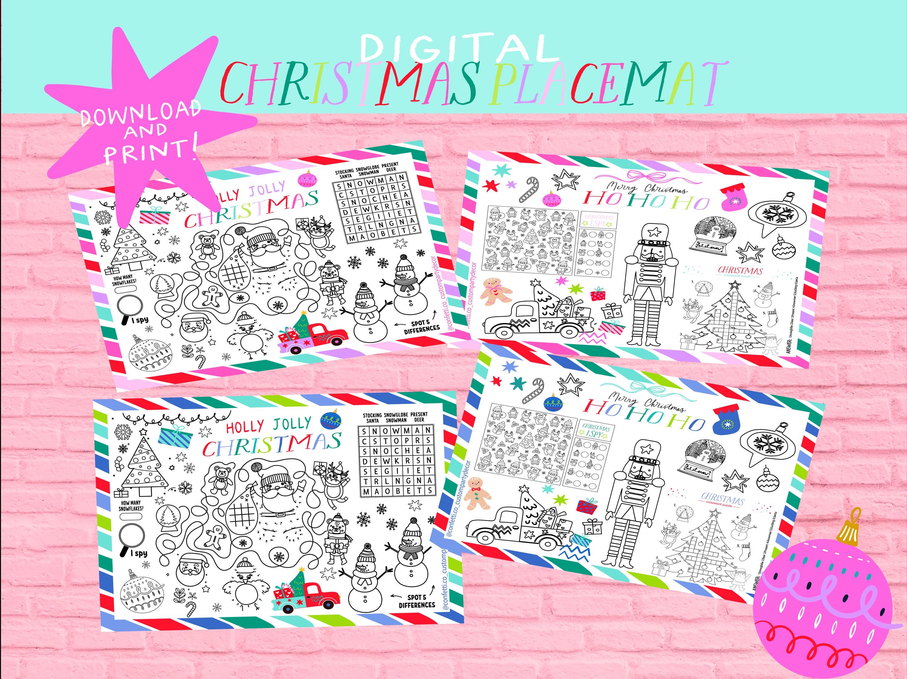 Christmas Coloring Placemat: Printable Holiday Activity Sheet (digital ...