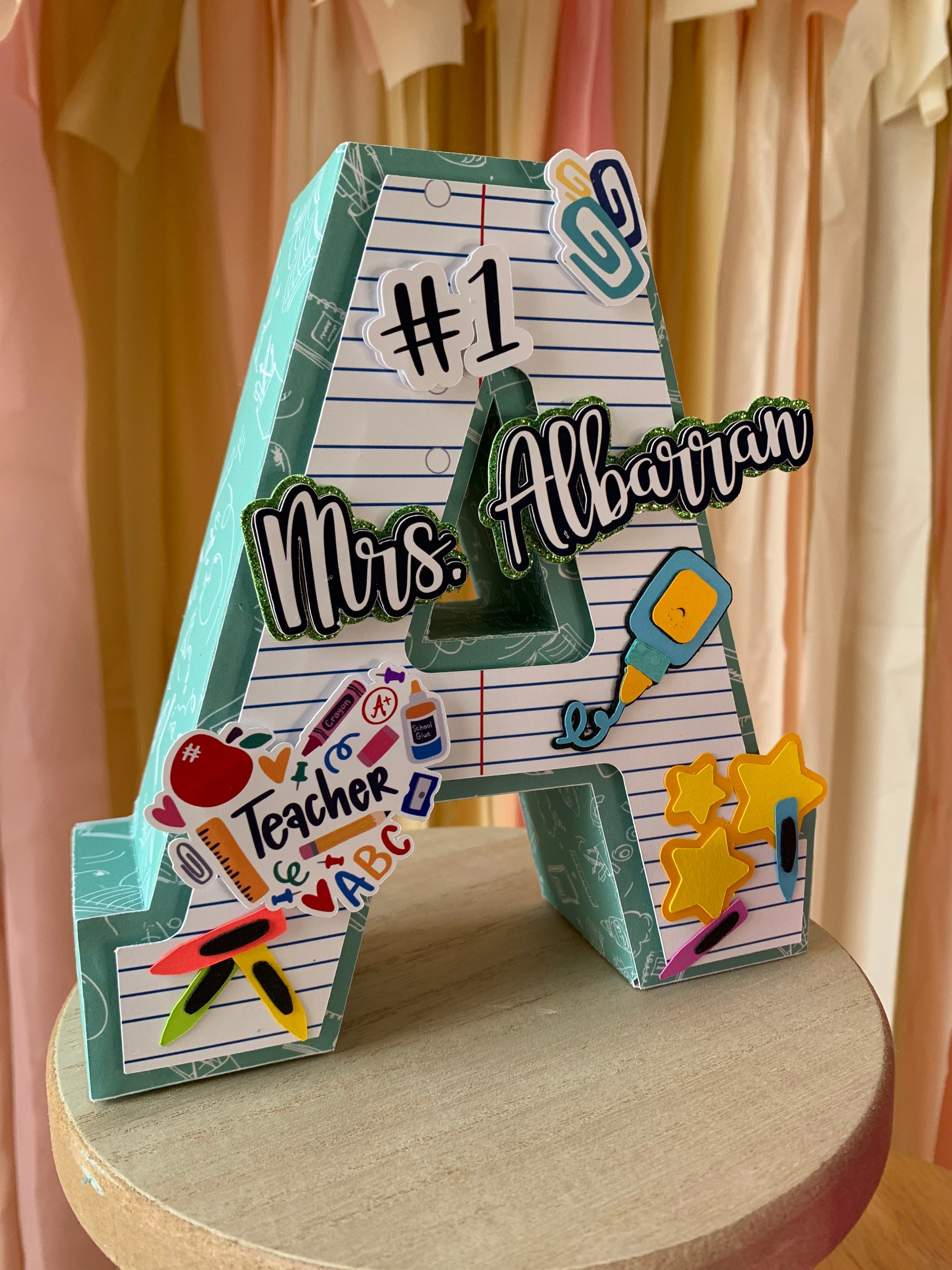 3D Letter Teacher Gift Teacher Appreciation Customized 3D - Etsy