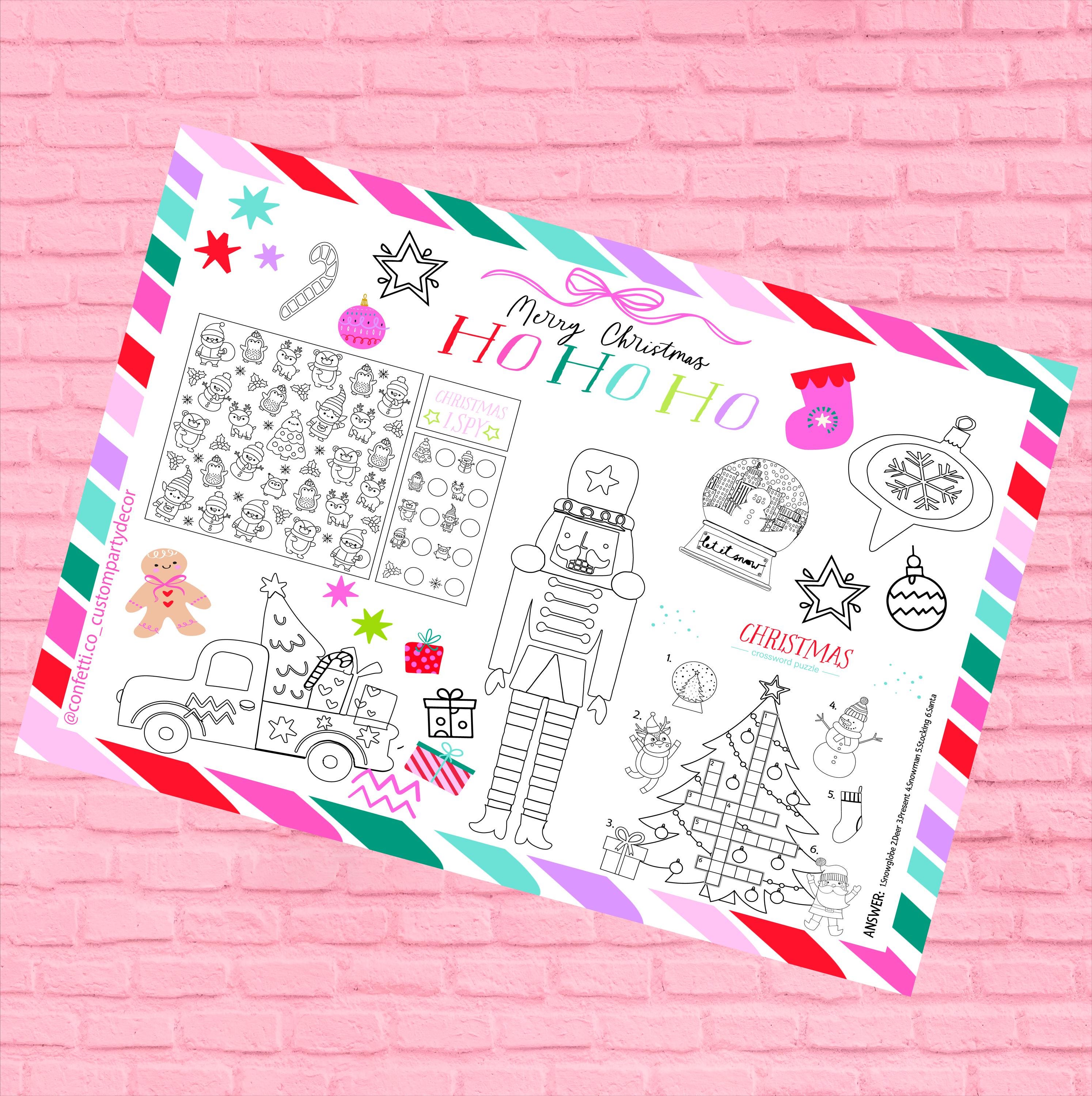 Christmas Coloring Placemat: Printable Holiday Activity Sheet (digital ...