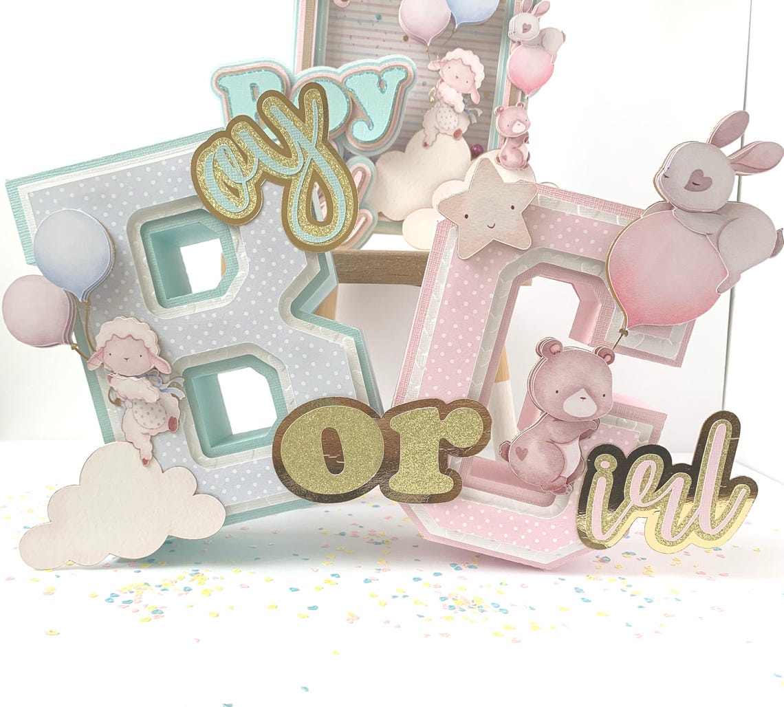Gender Reveal 3D Letters: Baby Shower Party Decor - Etsy