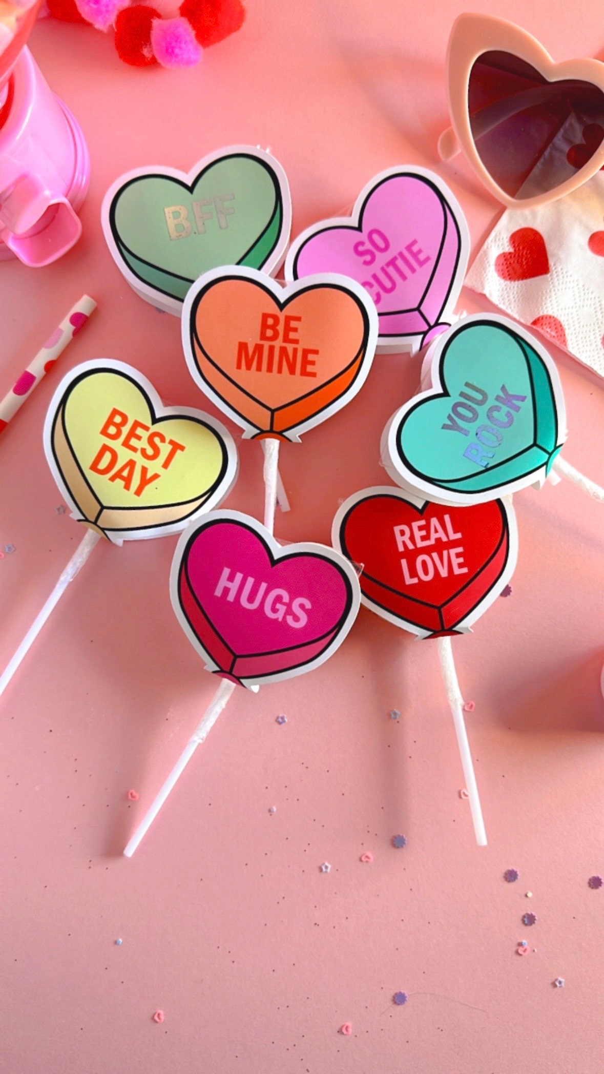 Valentine's Day Lollipop Tags: Sweetheart Candy Hearts (printable ...