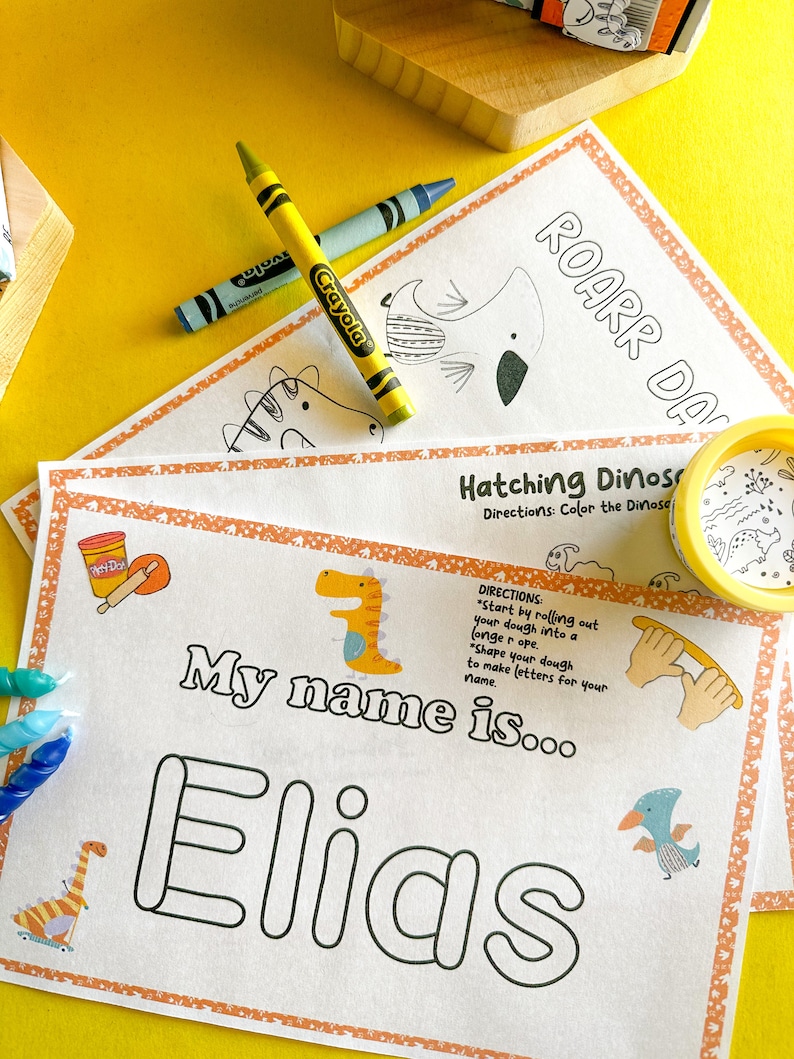 Personalized Dinosaur Party Favor Box: Play-doh & Activity Sheets - Etsy