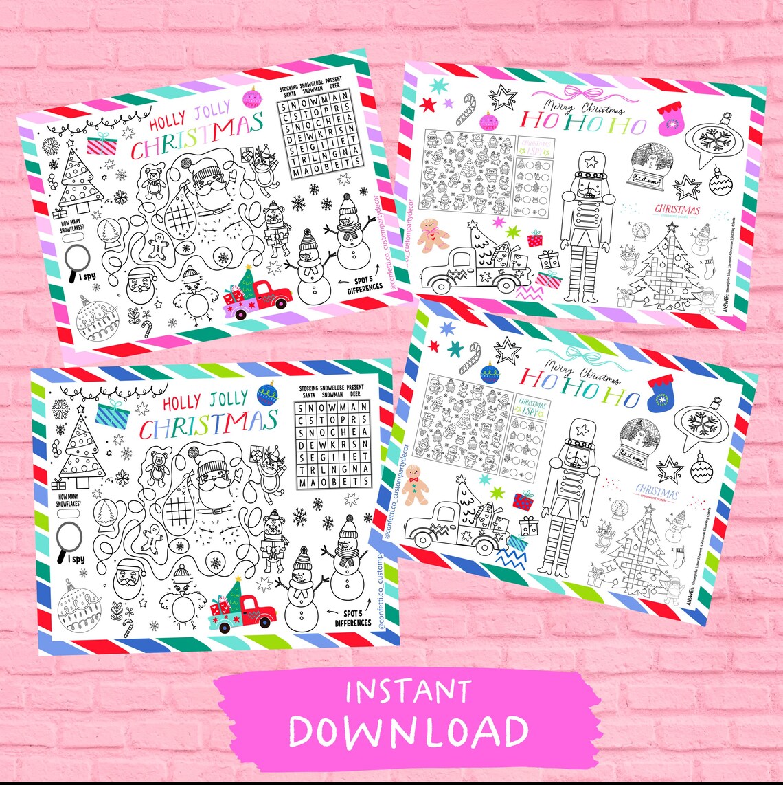 Christmas Coloring Placemat: Printable Holiday Activity Sheet (digital ...