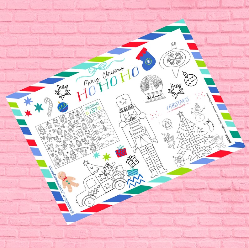 Christmas Coloring Placemat: Printable Holiday Activity Sheet (digital ...