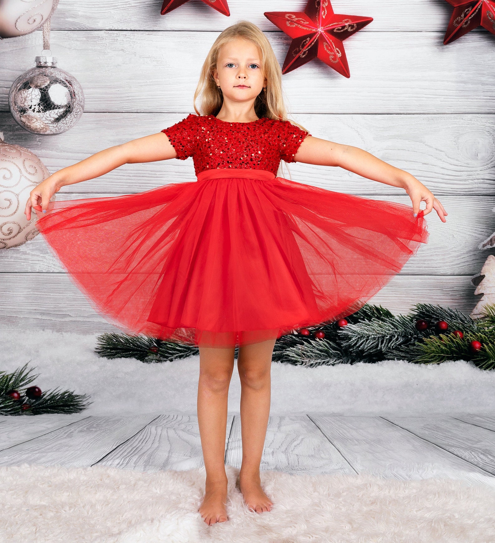 Personalized Christmas Red Sequin Tutu Dress for Girls - Etsy