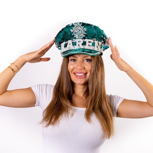Custom Rhinestone Captain Hat: Sequin Festival Cap - Etsy