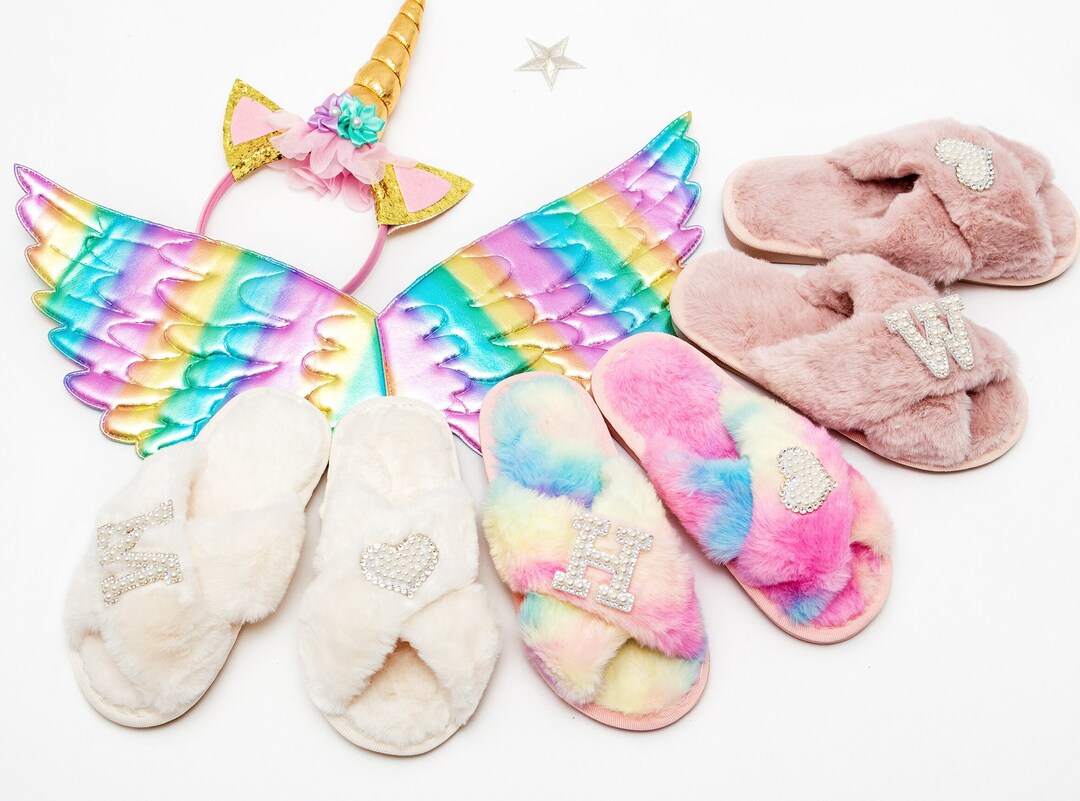 Kids Fluffy Custom Slippers, Kids Birthday Spa Slippers, Gift for Kids ...