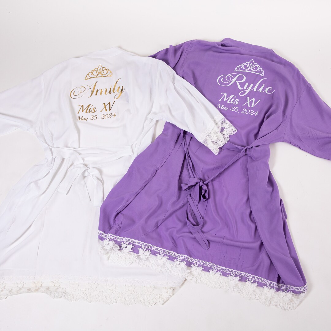 Quinceañera Robe, Quinceañera Gift, Custom Cotton Robe With Lace P ...