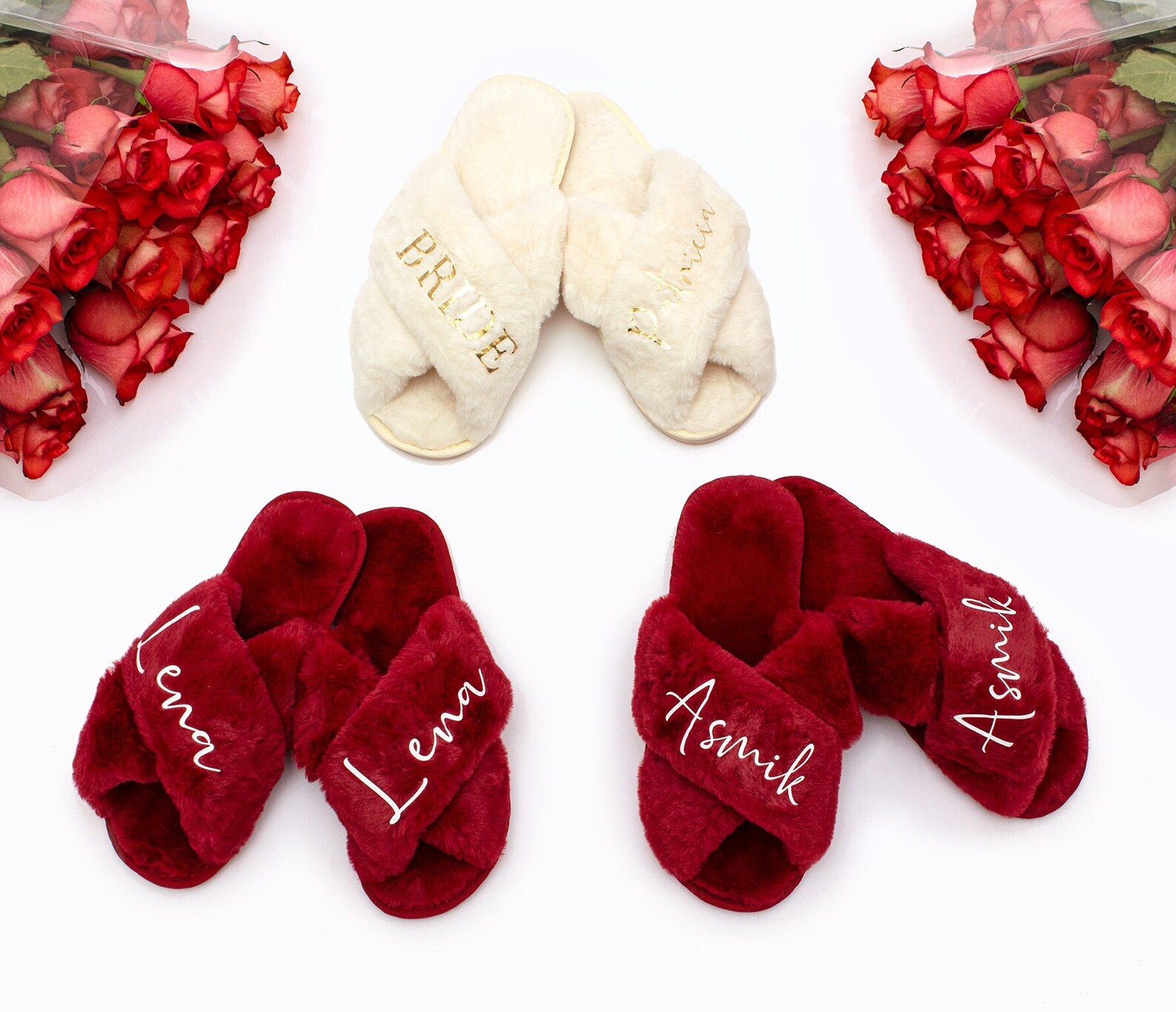 Fluffy Bridesmaid Slippers Customized Slippers for - Etsy