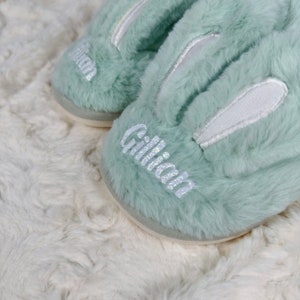 Custom Name Bunny Fluffy Closed Slippers, Fluffy Slipper, Bunny Slippers, Easter Slippers ...