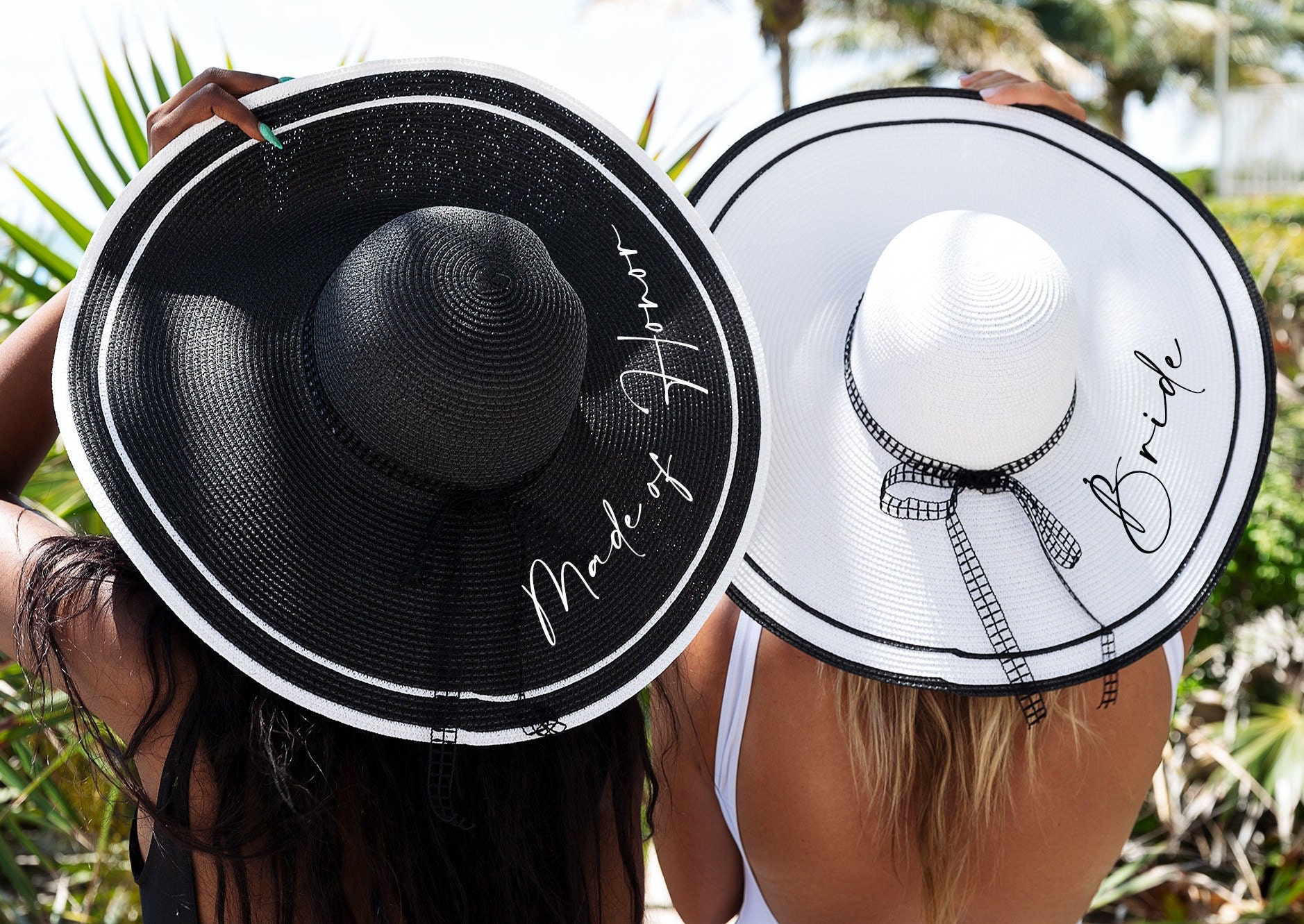 Personalized Floppy Sun Hat: Custom Bridal Party Large Brim - Etsy