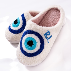 Custom Evil Eye Slippers: Good Luck Gift - Etsy