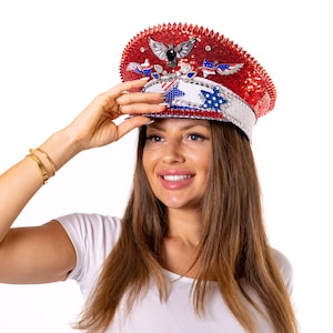 Custom Rhinestone Captain Hat: Sequin Festival Cap - Etsy
