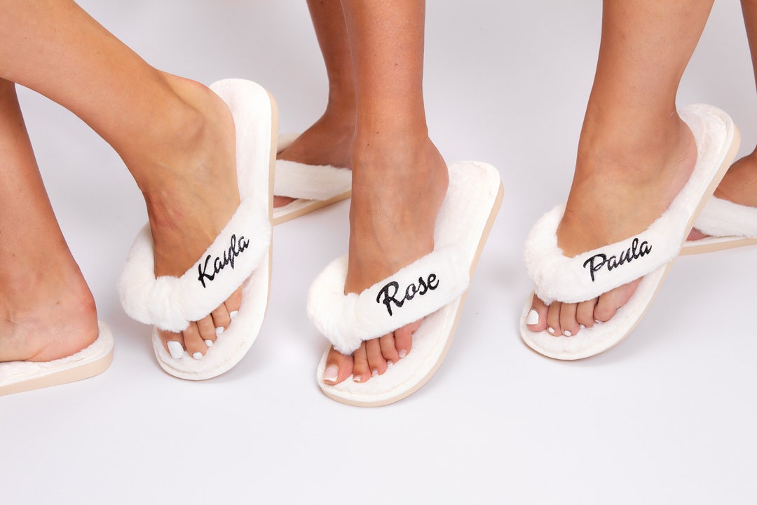 Fluffy Flip Flops, Spa Party Slippers, Custom Fluffy Slippers, Custom ...