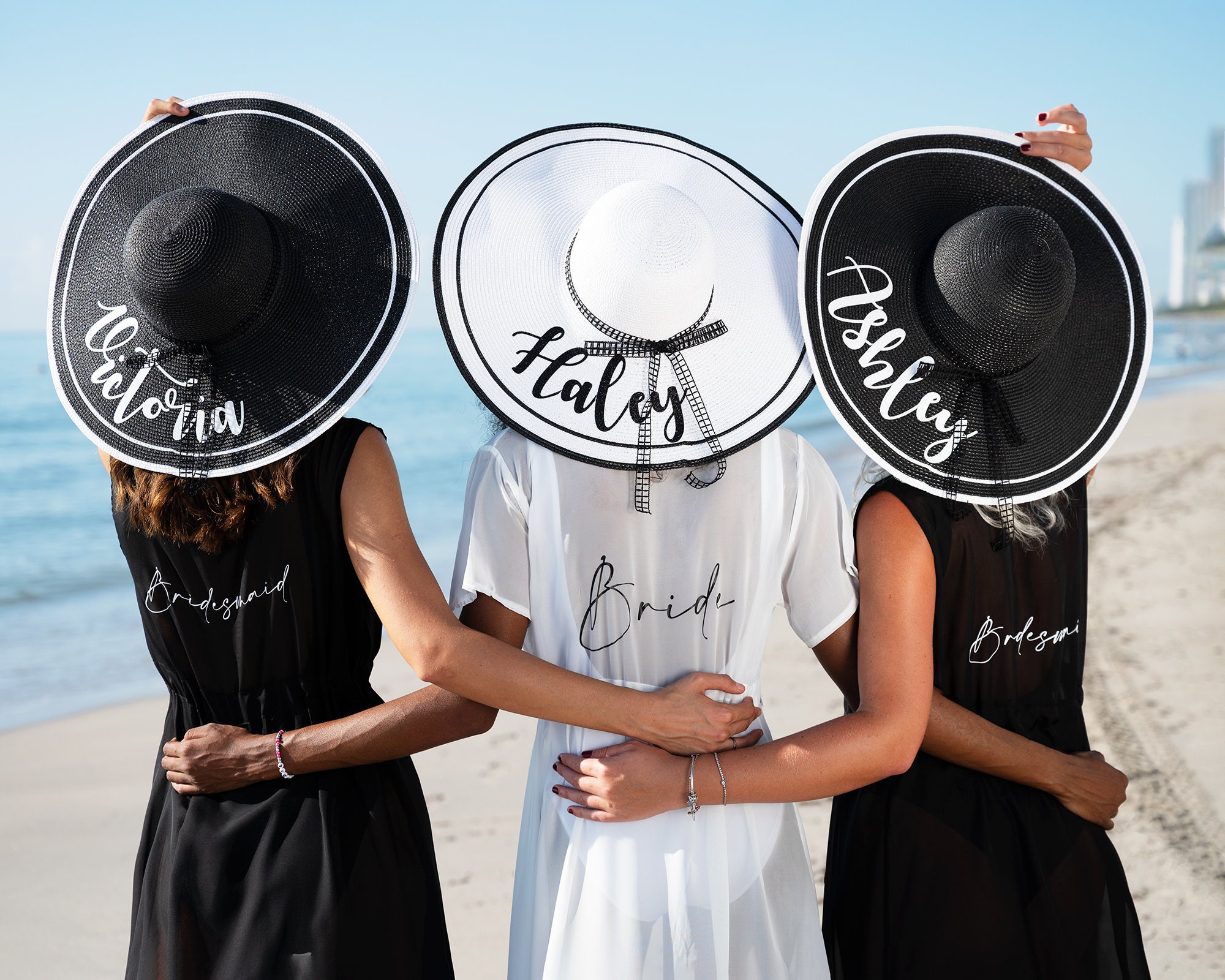 Personalized Floppy Sun Hat: Custom Bridal Party Hats With Shells - Etsy