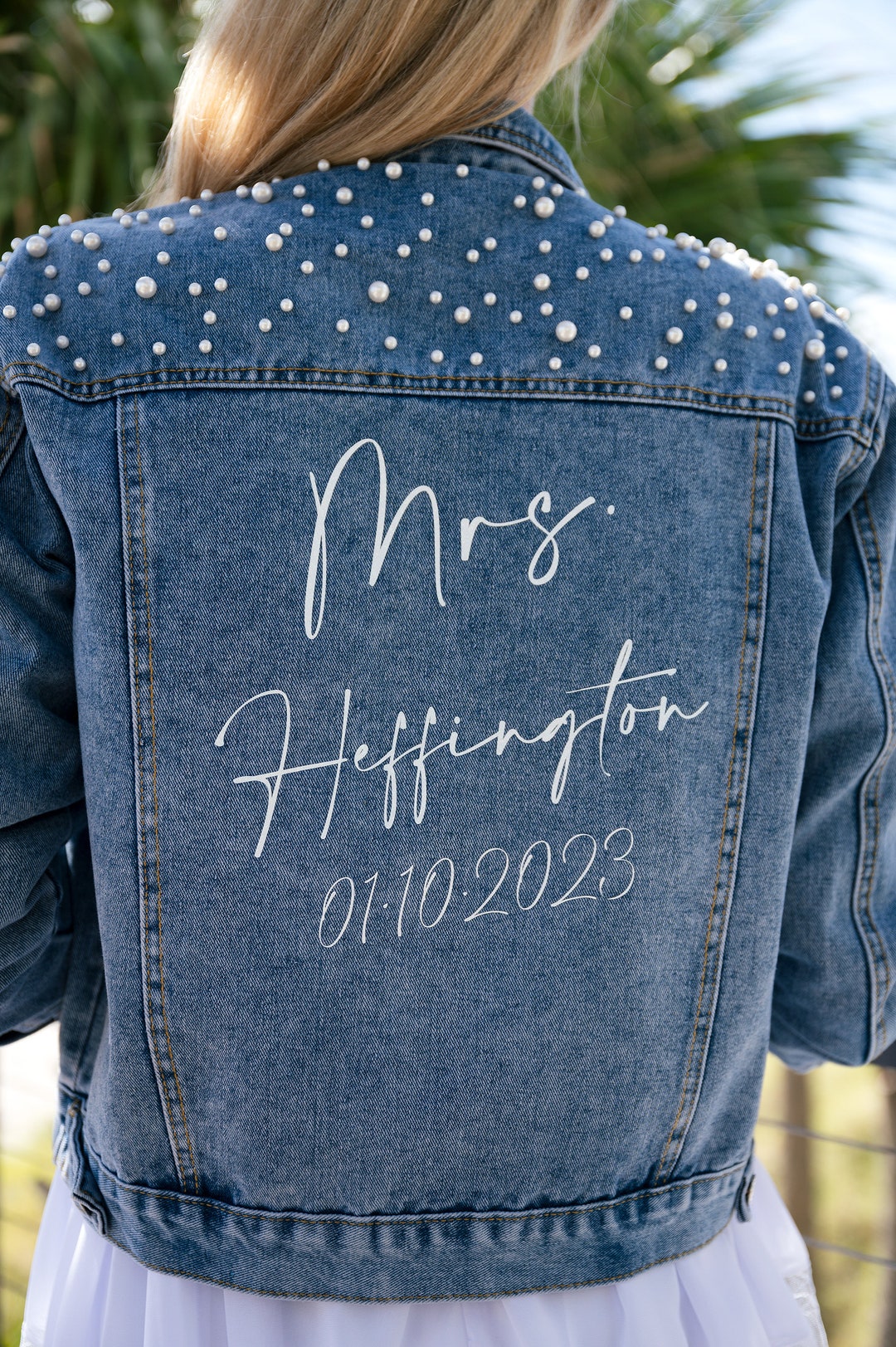 Custom Pearl Denim Jacket for Bride: Wedding Jean Jacket - Etsy