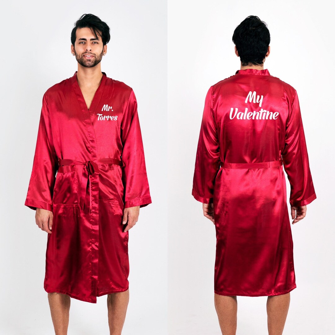 Valentines Day Gift, Personalized Satin Robes for Men, Customized Robes ...