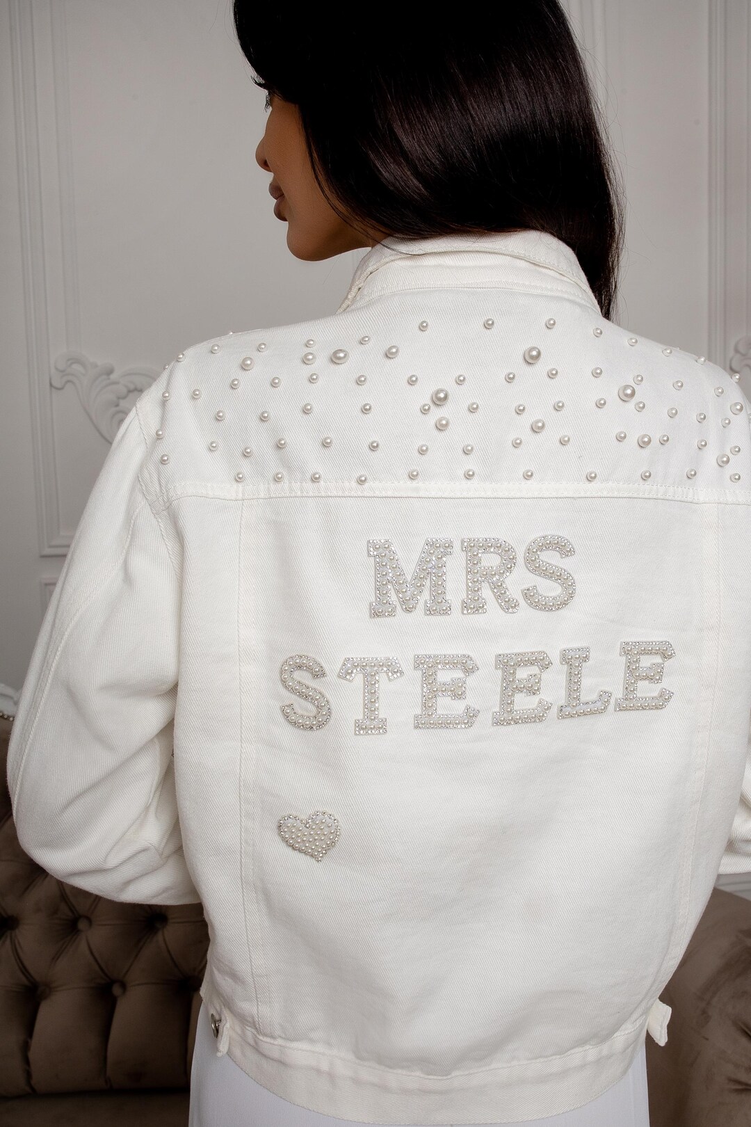 Wedding Bride Jacket, White Jacket, Mrs Custom Jean Jacket, Bridal ...