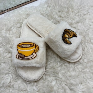 Coffee and Croissant Slippers: Morning Mood House Shoes - Etsy
