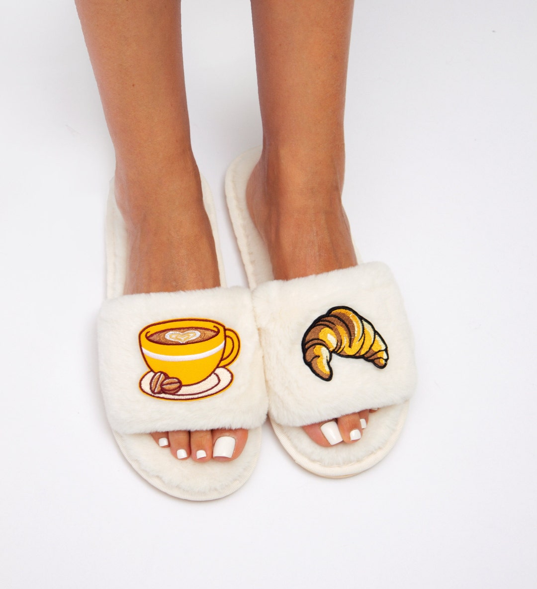 Coffee and Croissant Slippers: Morning Mood House Shoes - Etsy