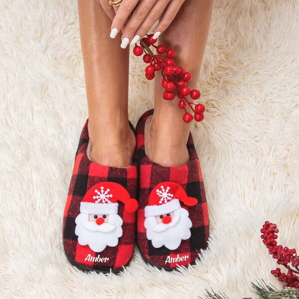 Santa Slippers - Etsy