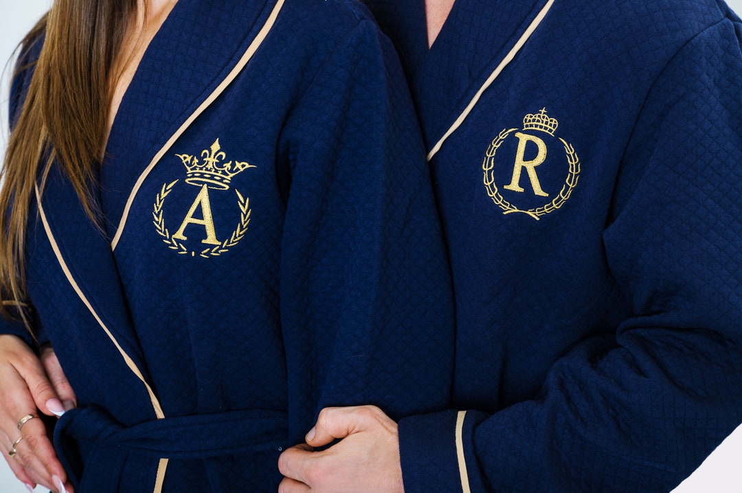 Customized Collar Bathrobes for Couple, Wedding Gift, Honeymoon Gift ...