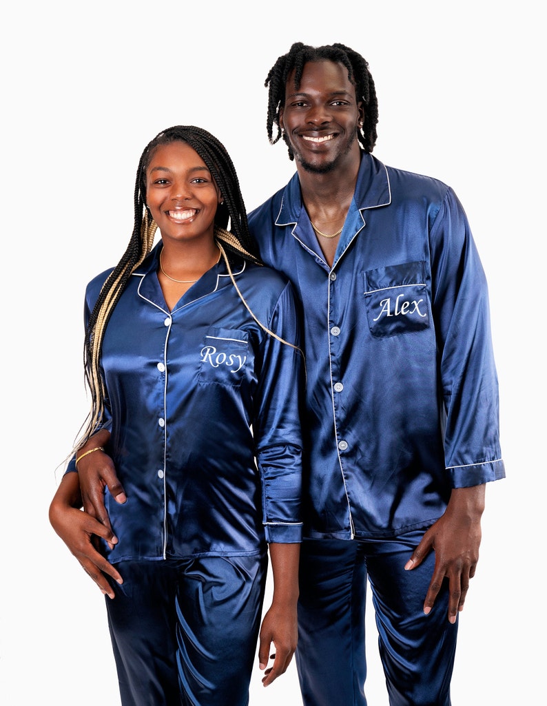 Mr and Mrs Custom Satin Pajamas Matching Satin Pajamas - Etsy