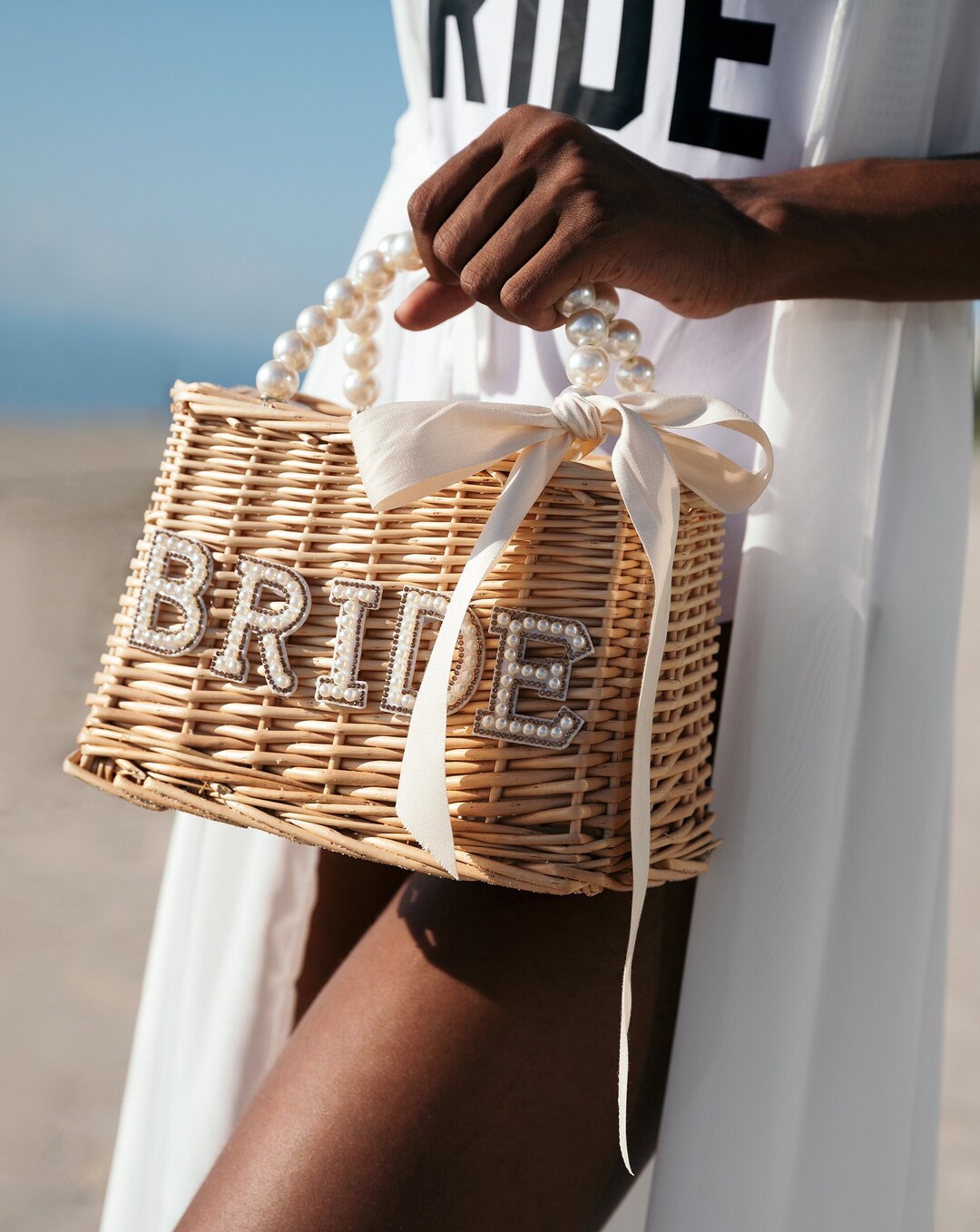Personalized Bride Straw Bag With Pearl Handle: Honeymoon Tote - Etsy