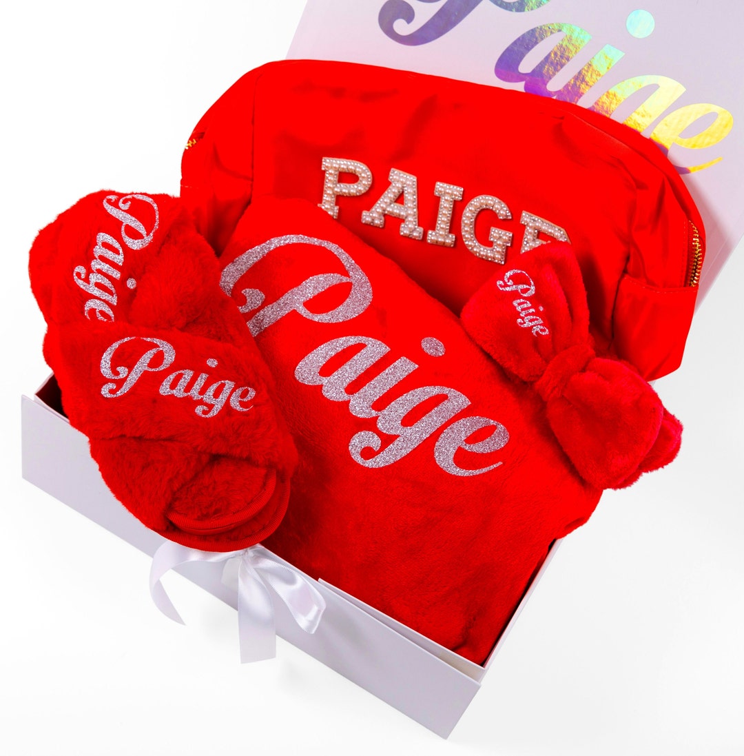 Custom Spa Gift Set: Plush Robe, Slippers & Headband - Etsy