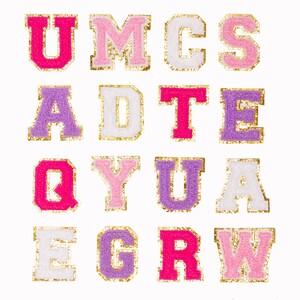 Gold Outline Fluffy Letters, Small Fluffy Letter Patches, Glue on ...
